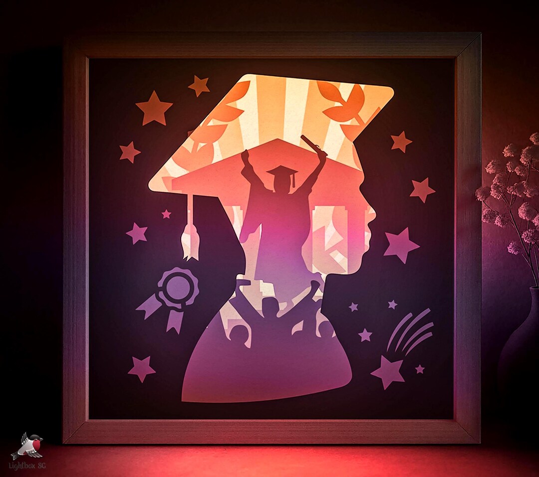 Graduation Shadow Box SVG Template, Graduate Boy Papercut Lightbox ...
