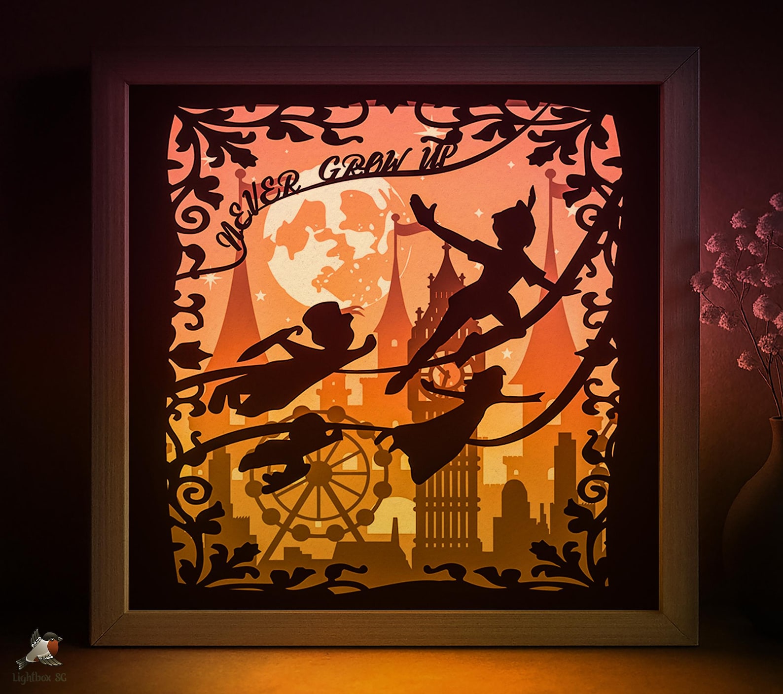 Peter Pan Fairytale Shadow Box SVG Template, Never Grow up Papercut ...