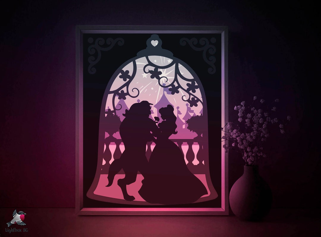 Beauty and the Beast Shadow Box SVG Template, Love Fairytale Papercut ...