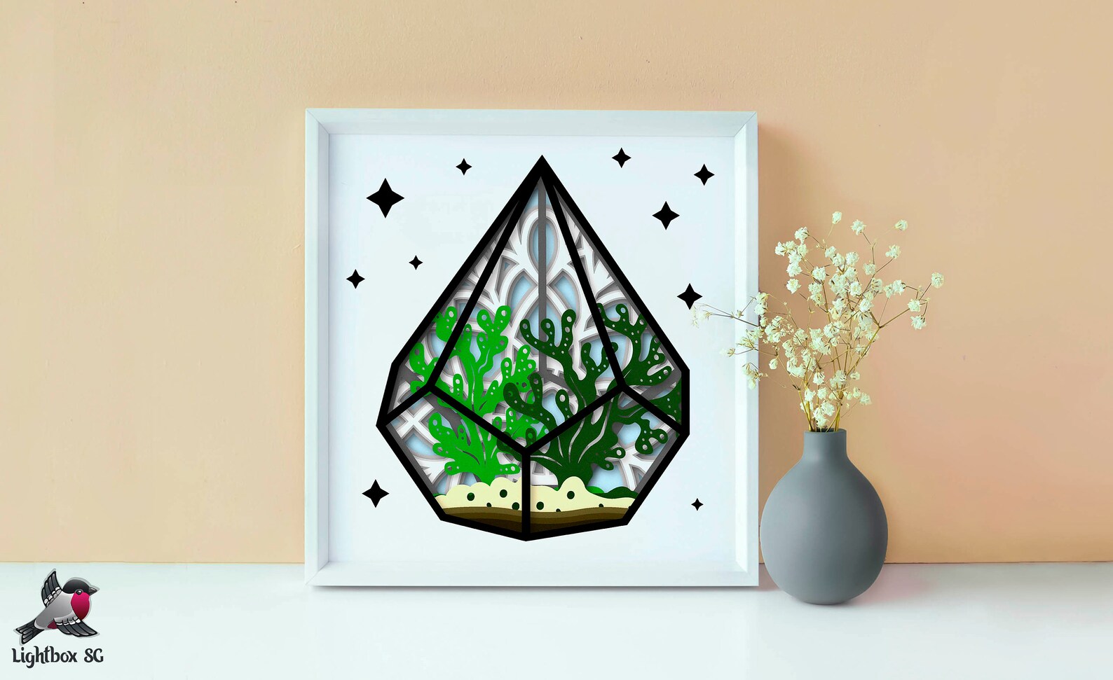 Plant Terrarium Fairytale Shadow Box SVG Template Succulents | Etsy