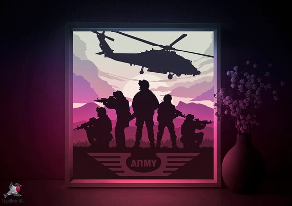 Military Army Shadow Box SVG Template Soldiers War Papercut - Etsy ...