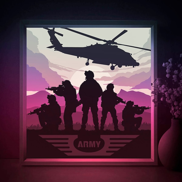 Military Cricut Shadowbox Template - Etsy