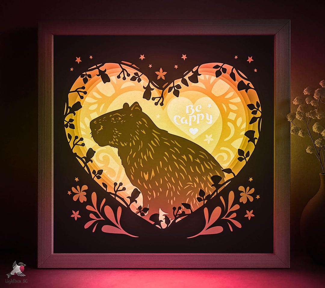 Capybara Shadow Box SVG Template, Animal Papercut Lightbox Cricut SVG ...