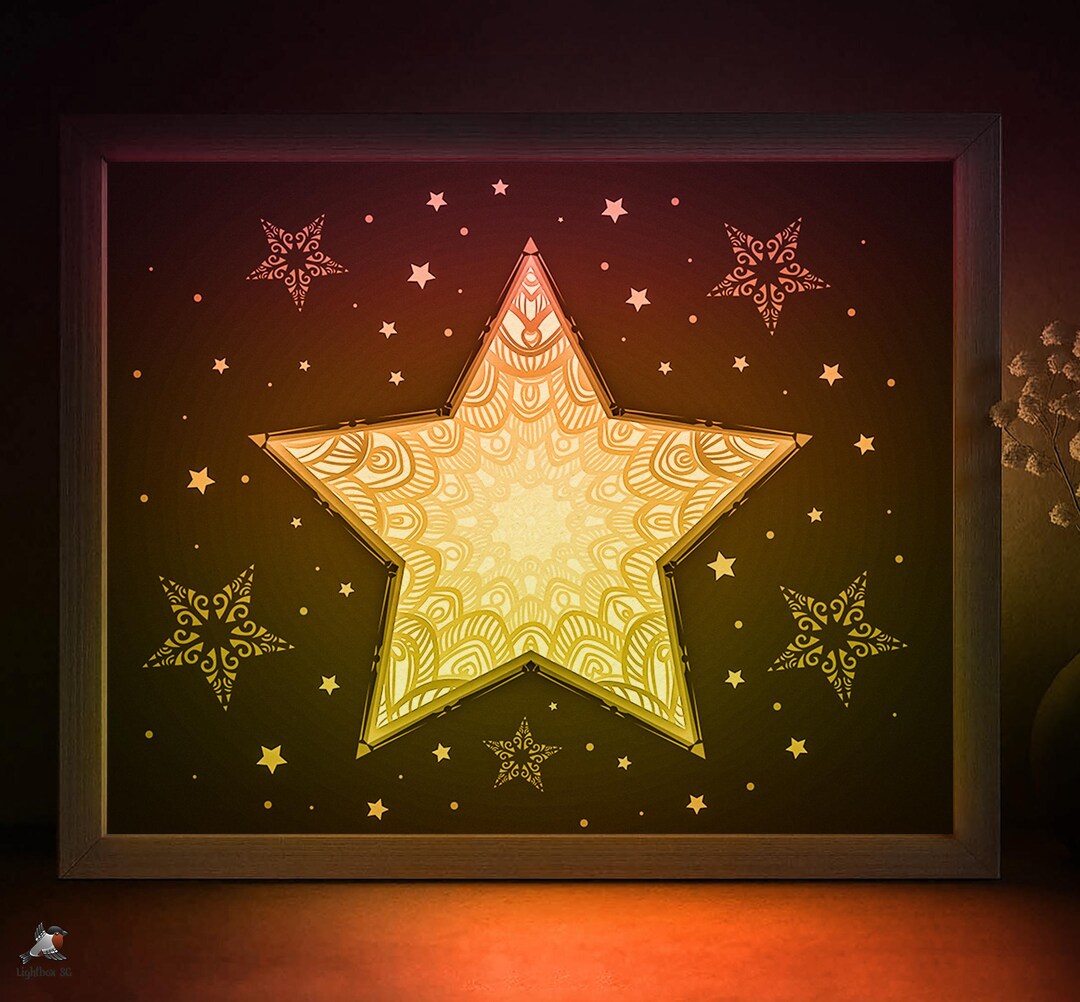 Mandala Star Shadow Box SVG Template, Fairytale Pattern Papercut ...