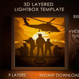 Military Army Shadow Box SVG Template, Soldiers War Papercut Lightbox ...