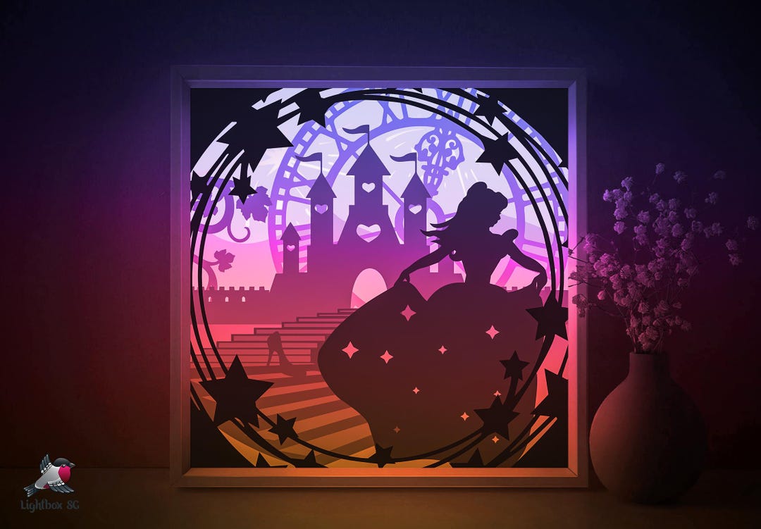 Cinderella Shadow Box SVG Template, Fairytale Princess Papercut ...