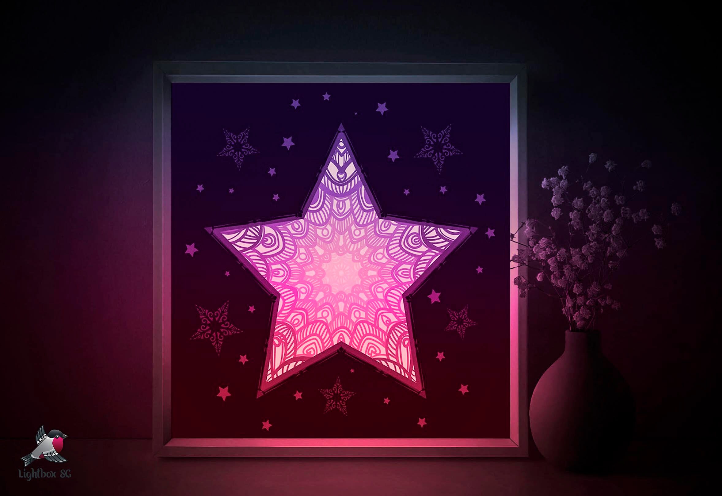 Mandala Star Shadow Box SVG Template Fairytale Pattern - Etsy