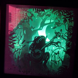 Music Frog Shadow Box SVG Template, Bonjo Papercut Lightbox Cricut SVG ...