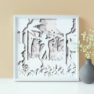 Elf Archer Girl Shadow Box SVG Template, Fantasy Forest Papercut ...