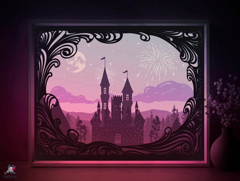 Fairytale Castle Shadow Box SVG Template Medieval Papercut - Etsy