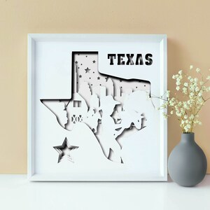Texas Shadow Box SVG Template, State Map Papercut Lightbox Cricut SVG ...