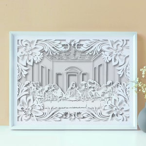 Last Supper Shadow Box SVG Template, Da Vinci Papercut Lightbox Cricut ...