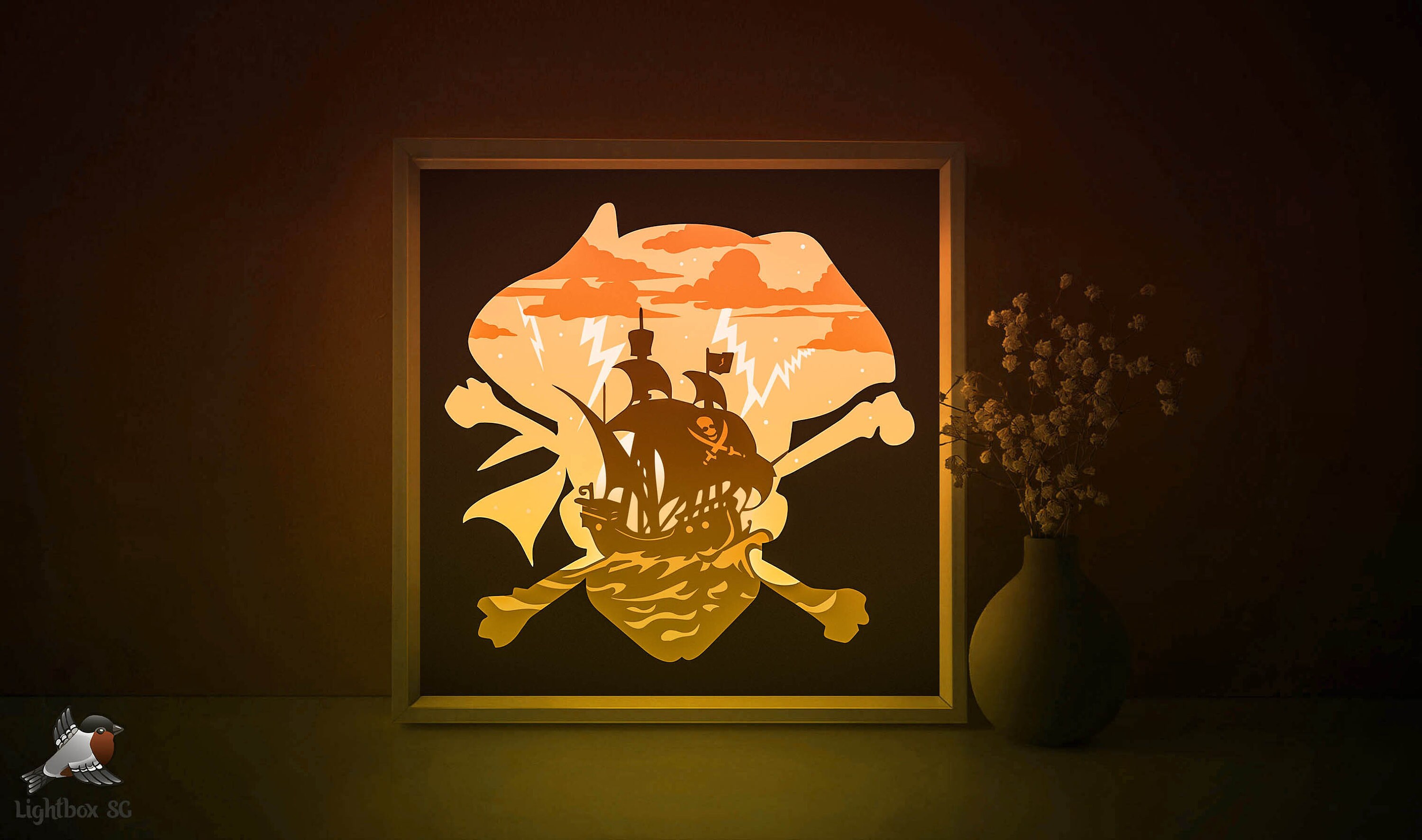 Pirate Ship Boat Shadow Box SVG Template Pirate Skull - Etsy Australia