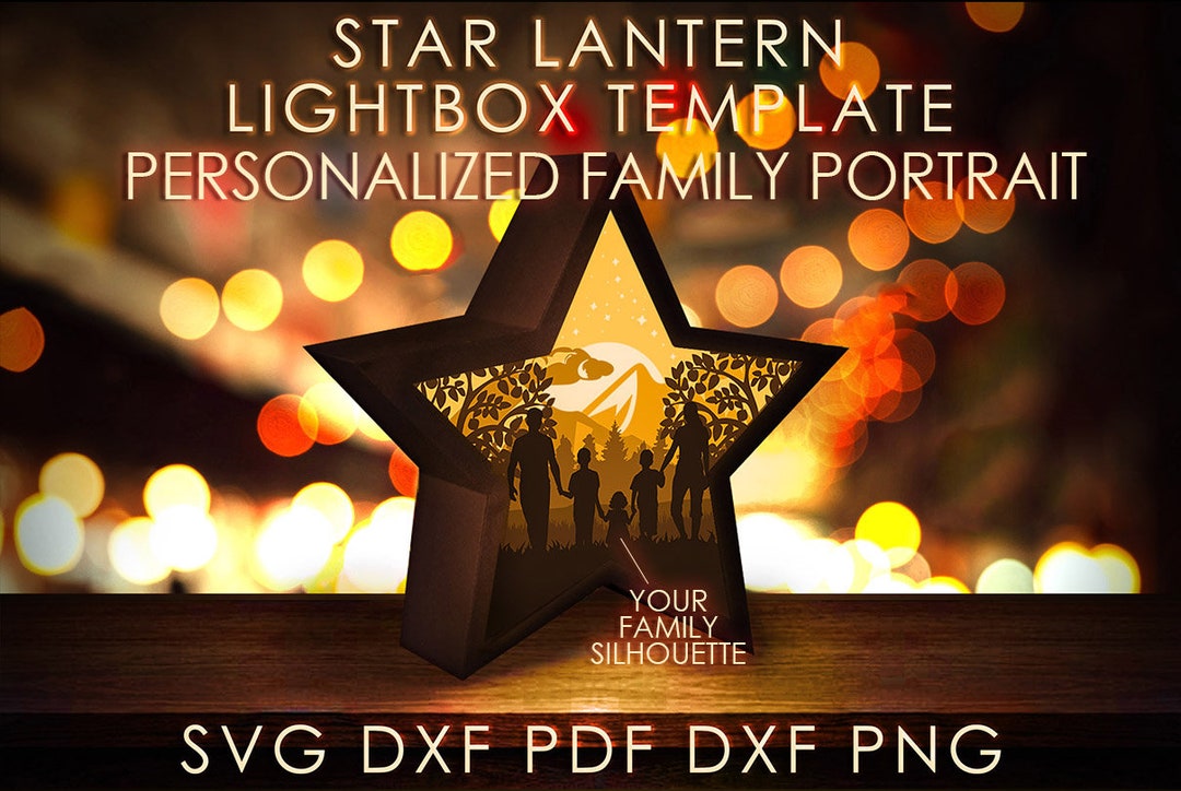 Personalized Family Portait Star Lantern Shadow Box SVG Template ...