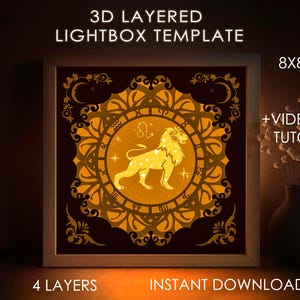 Zodiac Leo Shadow Box SVG Template, Astrological Signs Papercut ...