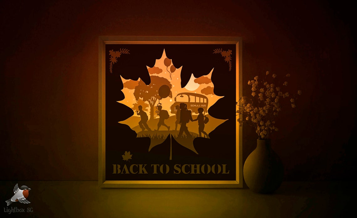 Back to School Shadow Box SVG Template Children Papercut - Etsy