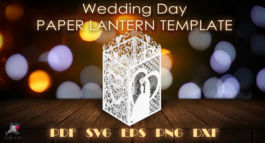 Wedding Day Paper Lantern Templates, Love Heart Couple Paper Cut Diy ...
