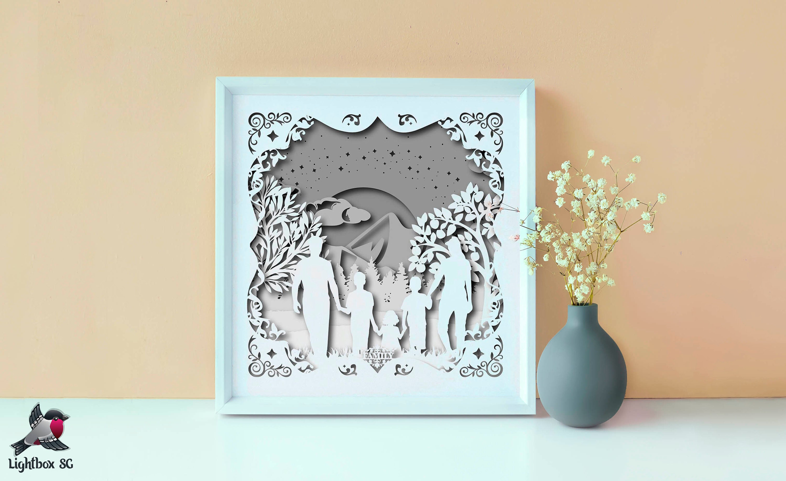 Personalized Family Portrait Shadow Box SVG Template Last - Etsy