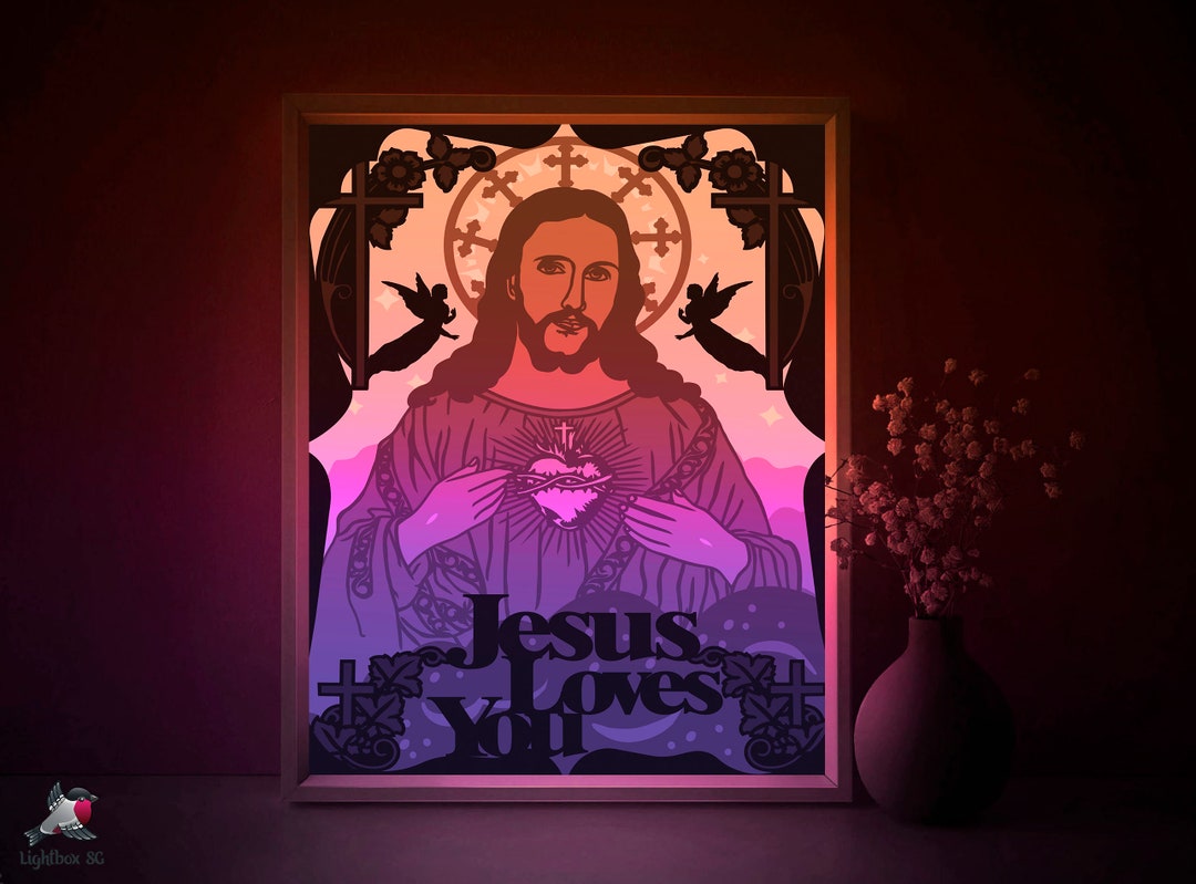 Jesus Christ Shadow Box SVG Template, Religion Papercut Lightbox Cricut ...
