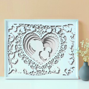 Love Mom Shadow Box SVG Template Mothers Day Papercut - Etsy