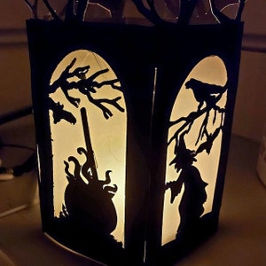 3 Halloween Lantern Templates, Horror Scene Paper Cut Diy Lantern ...