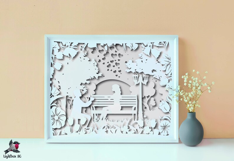 Love Merry Me Shadow Box SVG Template Marry Me Papercut - Etsy