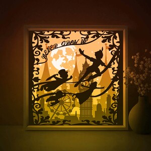 Peter Pan Fairytale Shadow Box SVG Template, Never Grow up Papercut ...