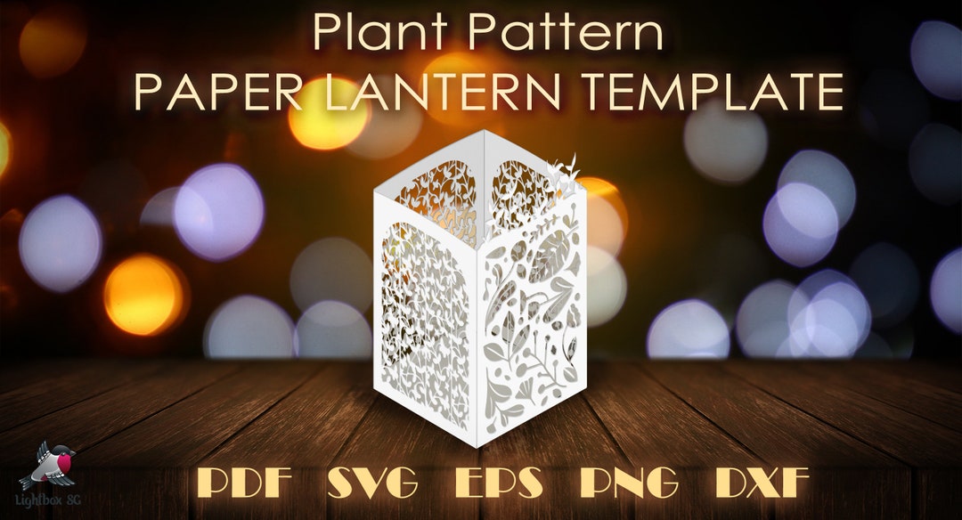 Plants Paper Lantern Templates, Flower Leaves Pattern Paper Cut Diy ...