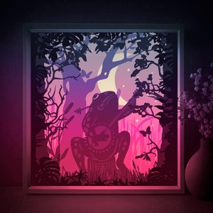 Music Frog Shadow Box SVG Template, Bonjo Papercut Lightbox Cricut SVG ...