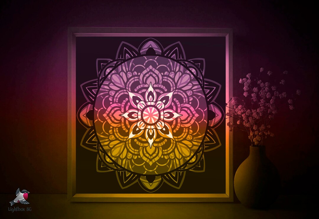 Mandala Shadow Box SVG Template Pattern Papercut Lightbox - Etsy UK