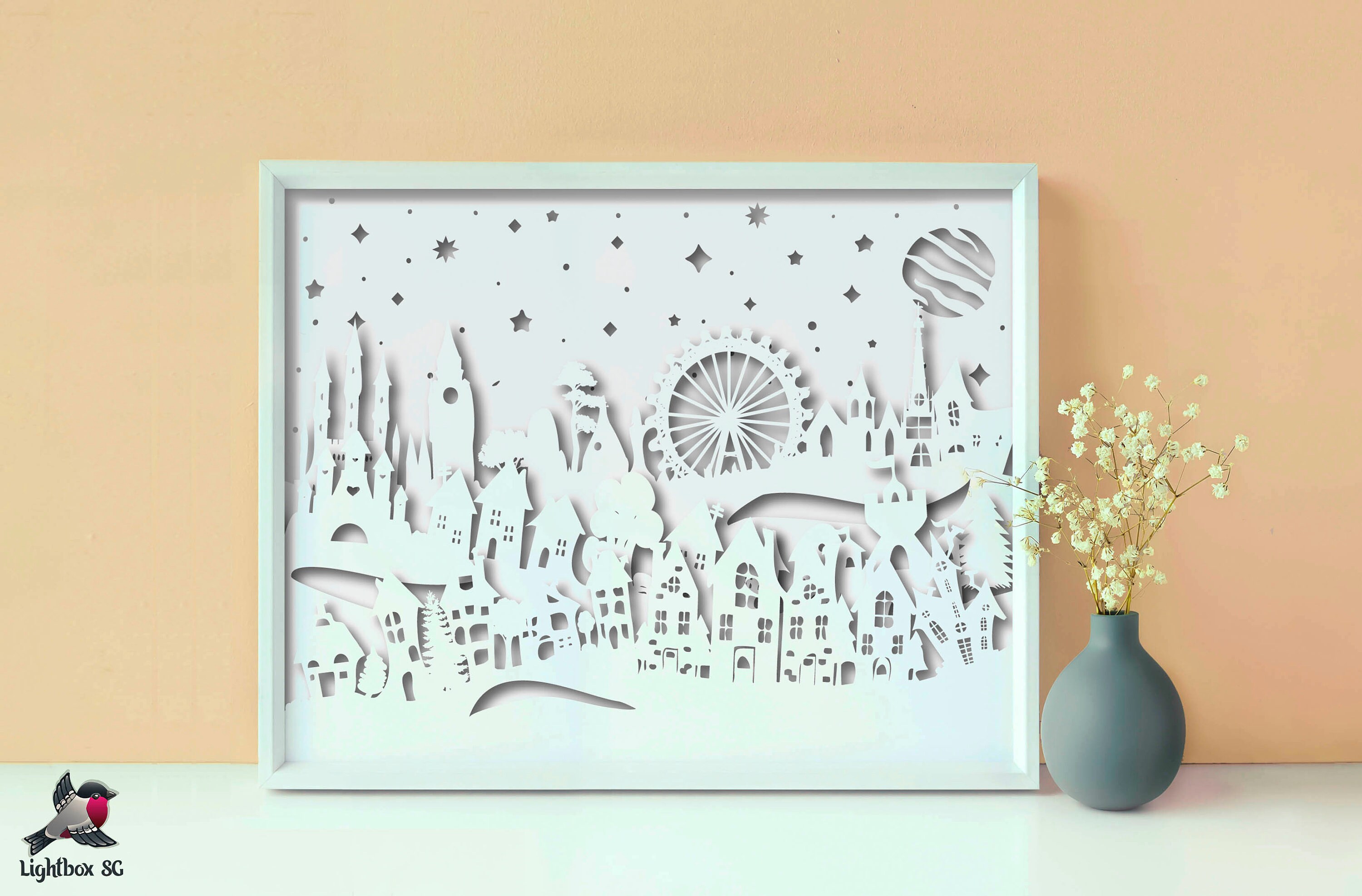 Little Town Shadow Box SVG Template Fairytale Christmas - Etsy