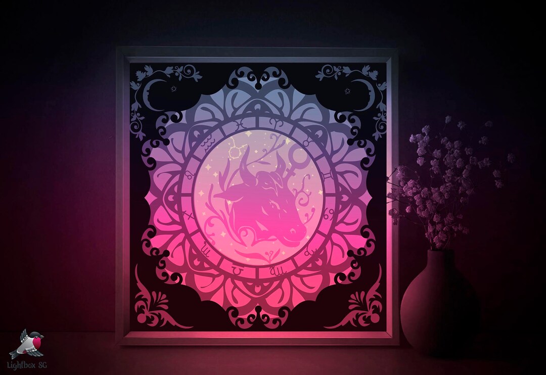 Zodiac Taurus Shadow box Plantilla SVG, Signos astrológicos Papercut ...