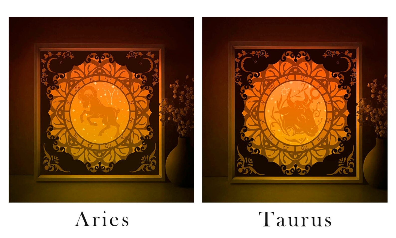12 Zodiac Bundle Shadow Box SVG Template Astrological Signs - Etsy