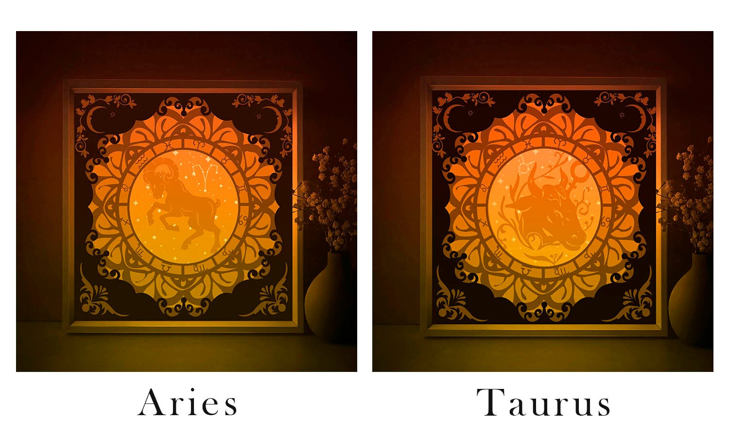 12 Zodiac Bundle Shadow Box SVG Template Astrological Signs - Etsy