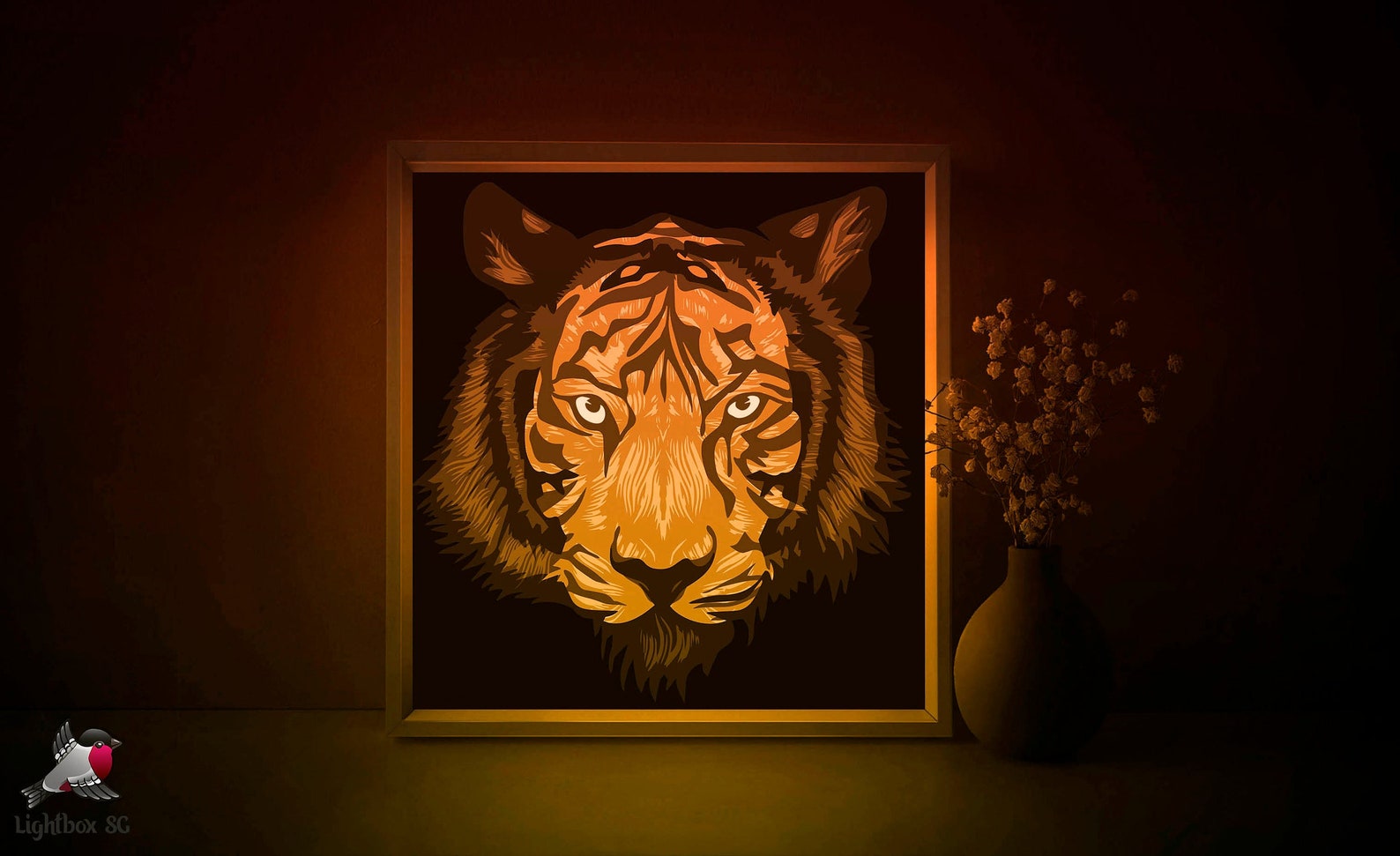 Animal Tiger Shadow Box SVG Template Big Cat Papercut | Etsy