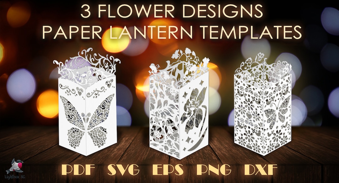 Flower Paper Lantern Templates, Fairytale Butterfly Paper Cut Diy ...