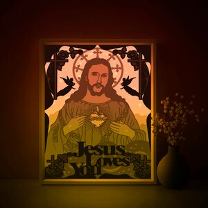 Jesus Christ Shadow Box SVG Template, Religion Papercut Lightbox Cricut ...