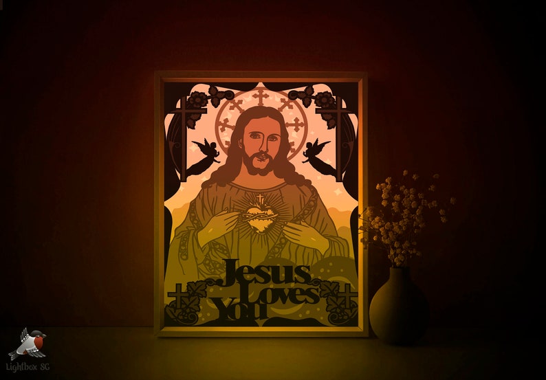 Jesus Christ Shadow Box SVG Template Religion Papercut - Etsy