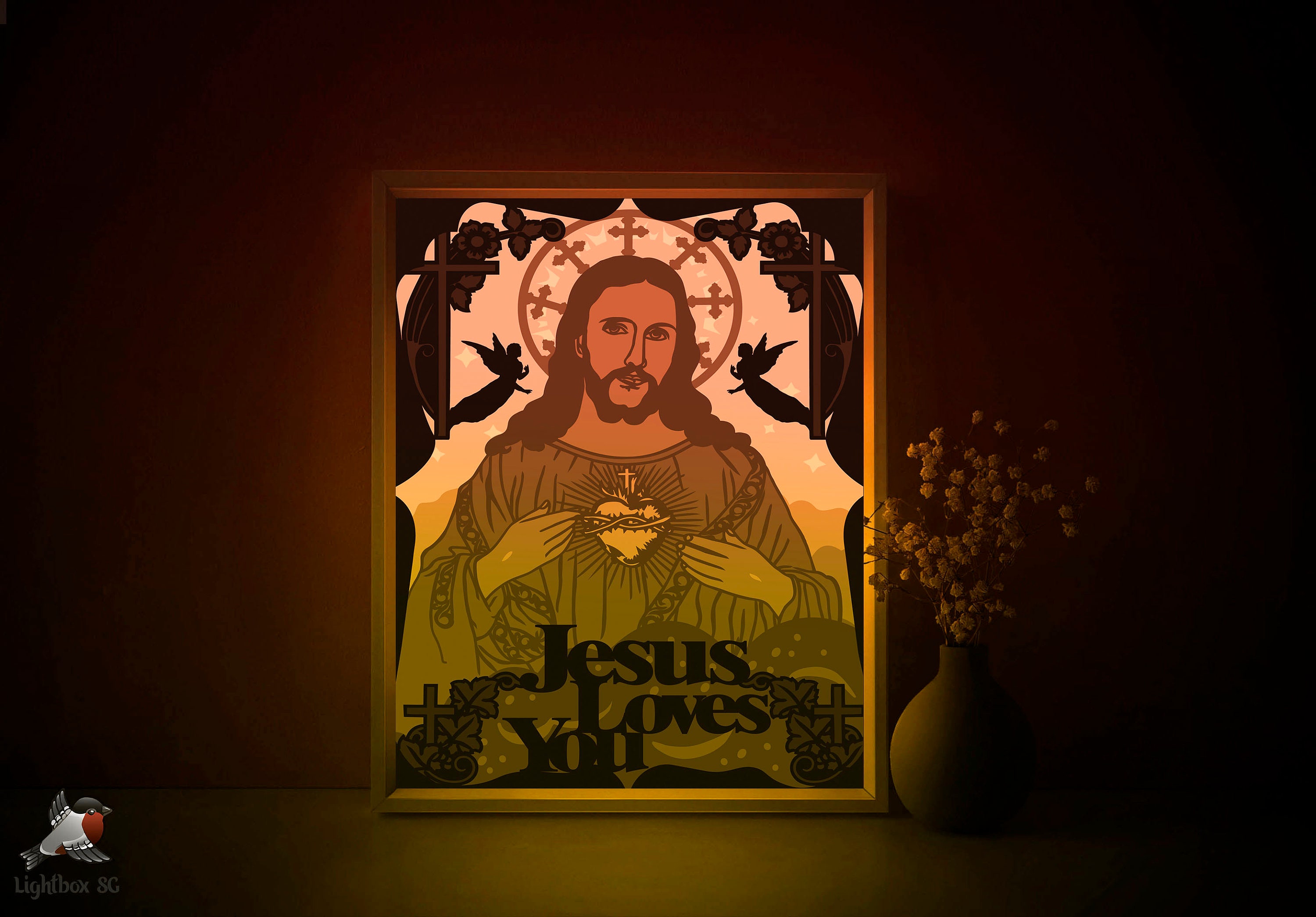 Jesus Christ Shadow Box SVG Template Religion Papercut - Etsy