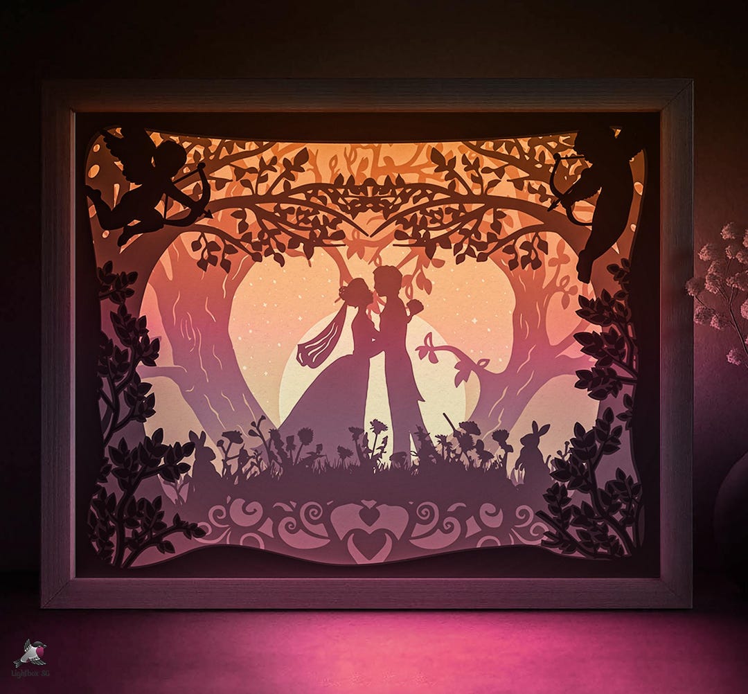 Wedding Gift Love Shadow Box SVG Template, St Valentines Papercut ...