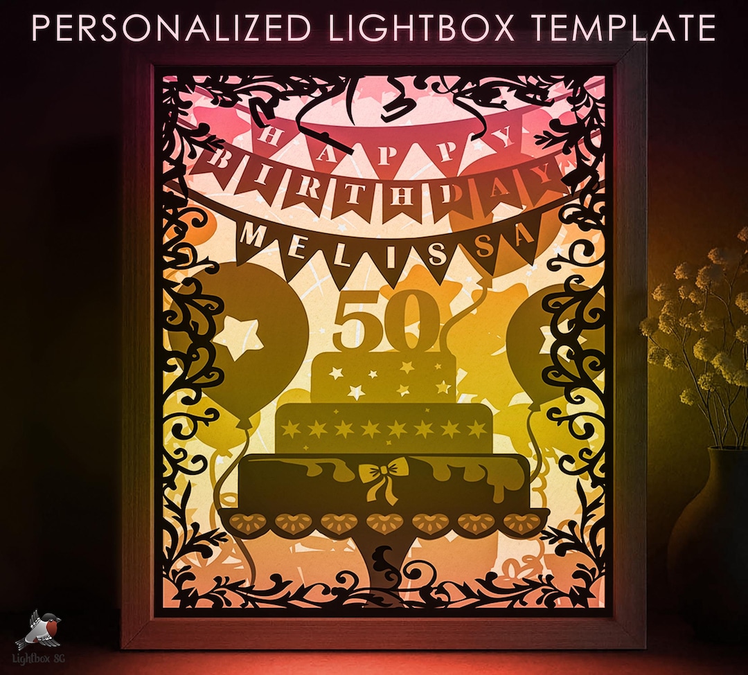 3D Birthday Lightbox SVG, Personalized Name Age Papercut Template ...