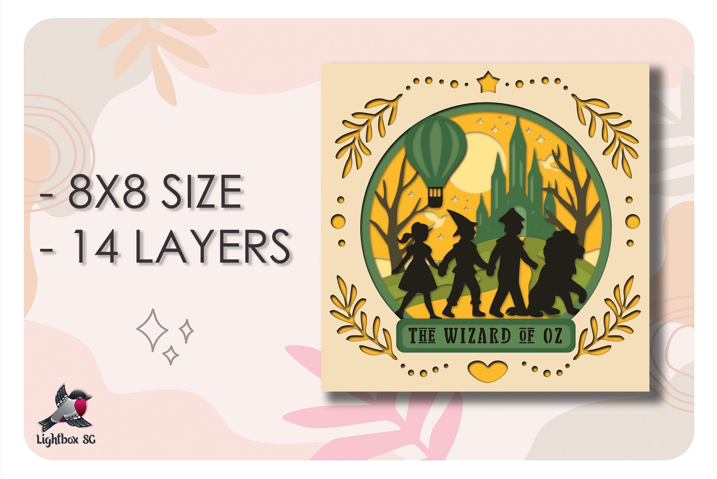 Wizard of Oz Shadow Box SVG | Paper Cut Lightbox Template | Dorothy and ...