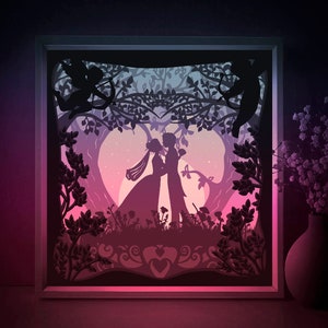 Wedding Gift Love Shadow Box SVG Template, St Valentines Papercut ...