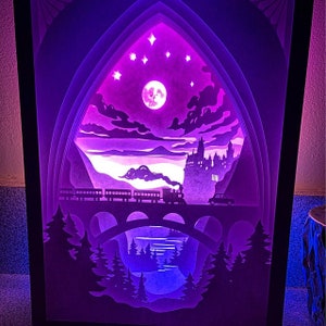 Night Train Shadow Box SVG Template, Mountain Forest Nature Papercut ...