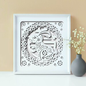 Rabbit Pattern Shadow Box SVG Template, Chinese New Year 2023 Papercut ...