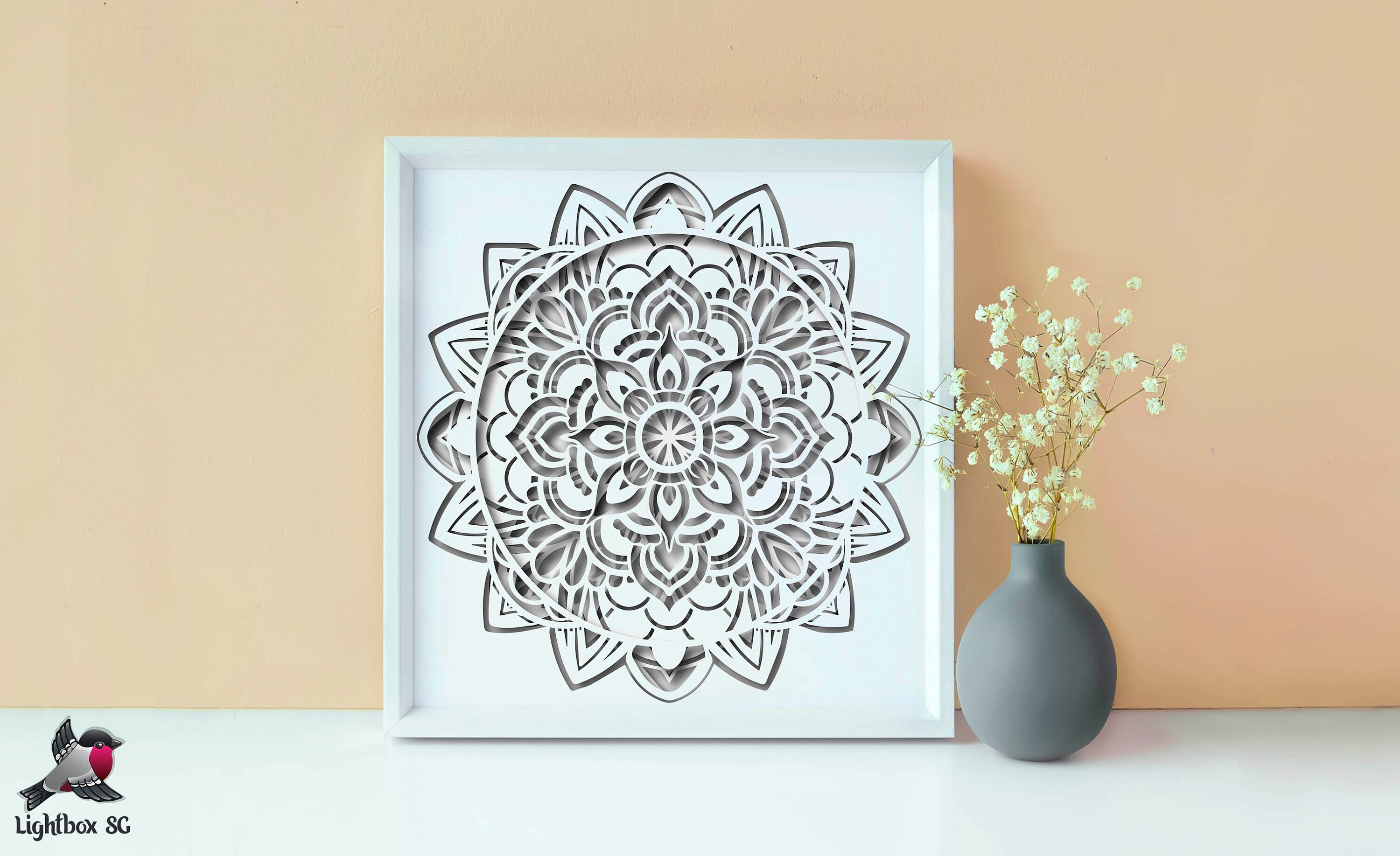 Mandala Shadow Box SVG Template Pattern Papercut Lightbox - Etsy Canada
