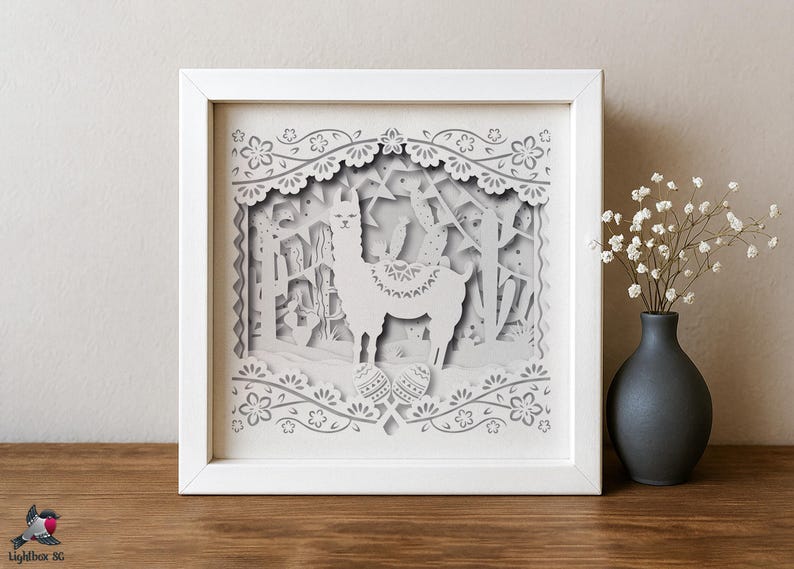 Mexican Llama Shadow Box SVG Template, No Drama Lama Papercut Lightbox ...