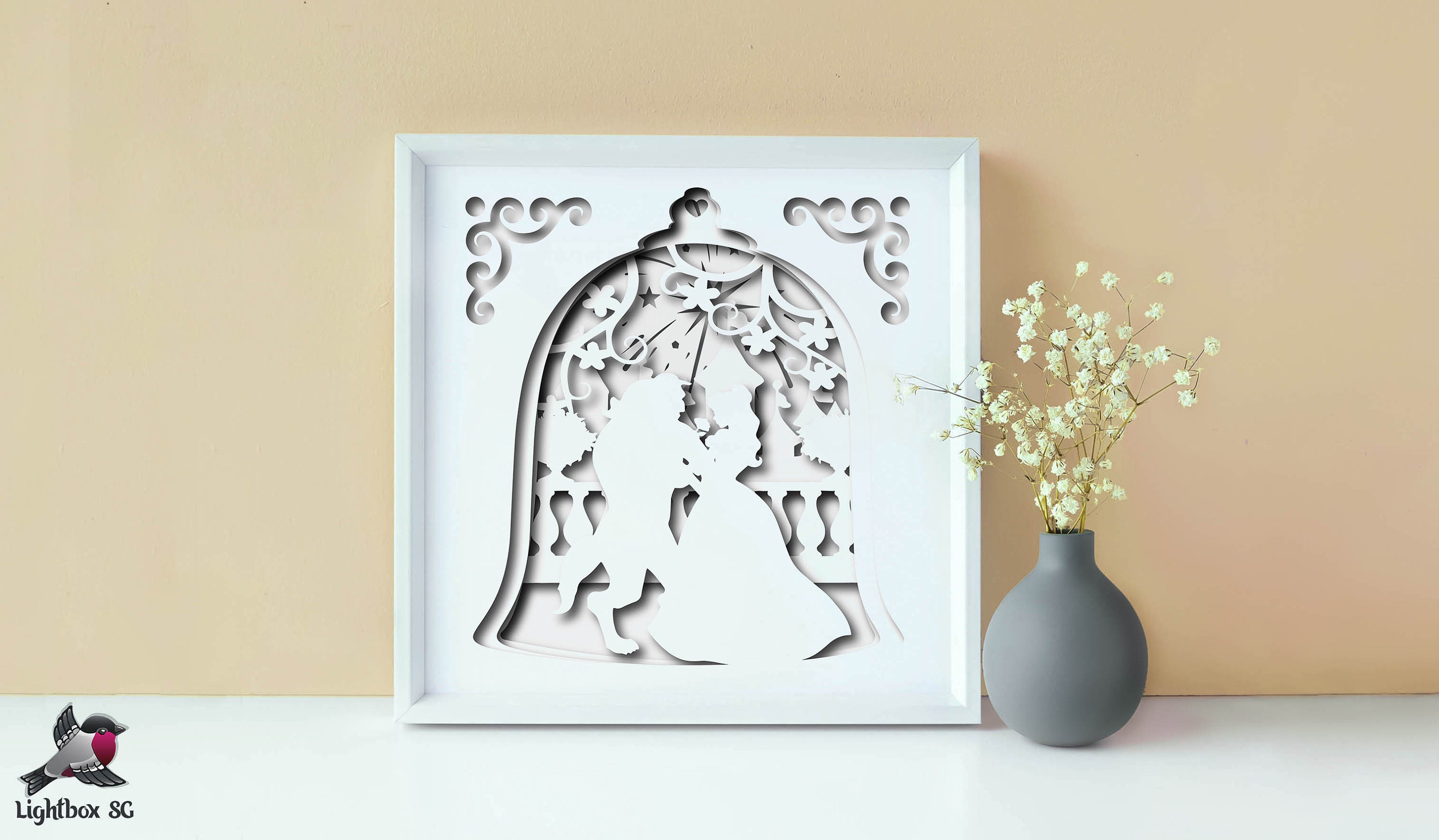 Beauty and the Beast Shadow Box SVG Template Love Fairytale - Etsy UK