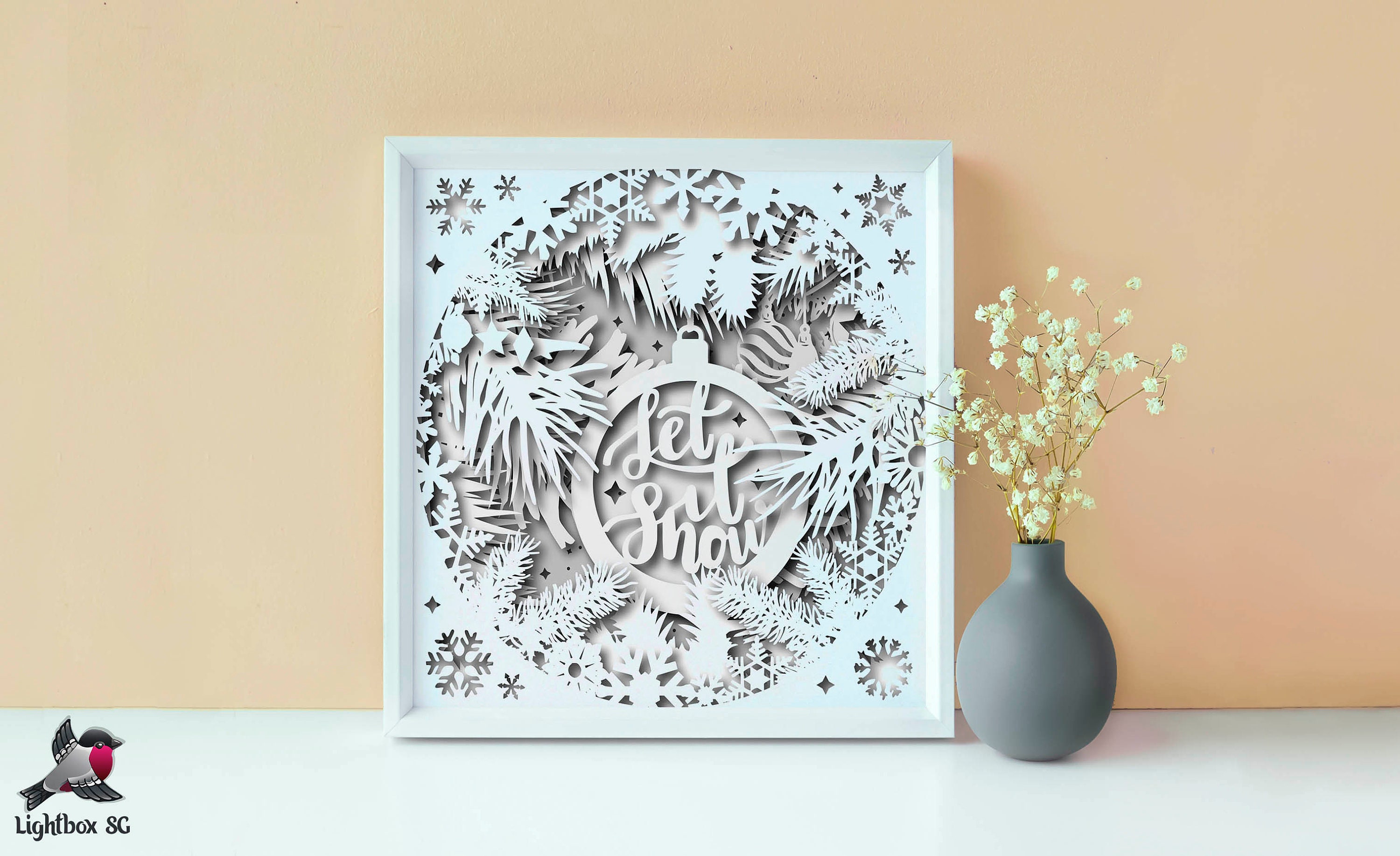 Let It Snow Shadow Box SVG Template Merry Christmas Papercut - Etsy