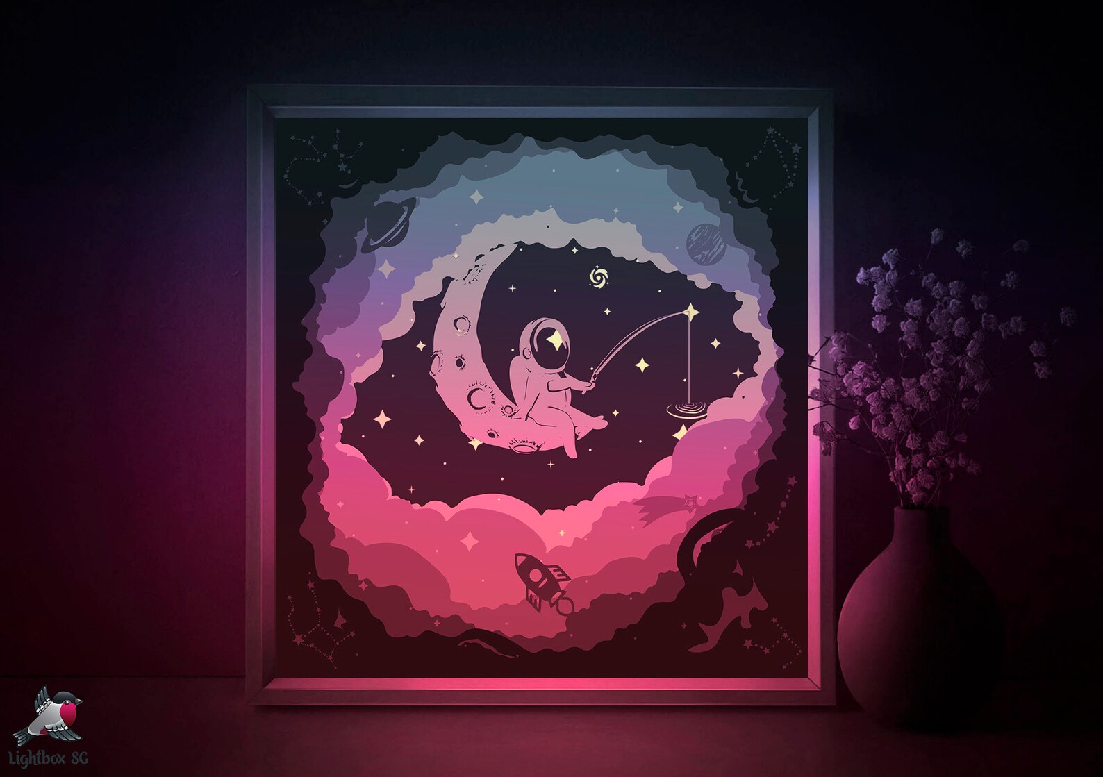 Space Cosmonaut Shadow Box SVG Template Star Astronaut | Etsy